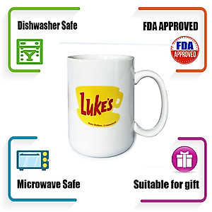 Luke's Diner Coffee Mug Ceramic Mugs Tea Cup Fun Novelty Gift 15 oz (Gilmore Girls Mug)