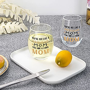 Modwnfy Mothers Day Gifts, You Are Not Like A Regular Mom, You Are A Cool Mom Stemless Wine Glass Gifts for Mom, Mom Christmas Gifts Mom Birthday Gifts Valentine’s Day Gifts for Mom from Daughter Son