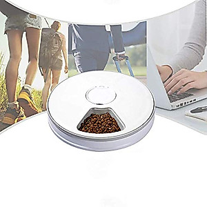 ZH1 Cat and Dog Food Dispenser, Automatic Pet Feeder with 6-Segment Dial with LCD Display, Voice Reminder, for Cats and Small and Medium Pets.