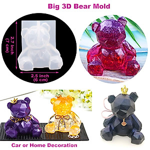EuTengHao 132Pcs Animal Silicone Molds DIY Resin Casting Molds Kit Contains 4 Bears Resin Molds 3D Bear Rabbit Cat Paw Mold and Pendant Molds Eiffel Tower for DIY Resin Candle Soap Making