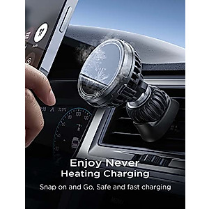 LISEN for MagSafe Car Mount Charger, [Ice Cooling Charging] 15W Wireless Phone Car Charger Mount, Hands Free iPhone Car Holder Mount Fit for iPhone 14 13 12 Pro Max Plus Mini MagSafe Case