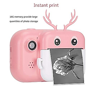 Agatige Print Camera for Kids, Children's Digital Zero Ink Video Camera Portable Thermal 1080P Twin Lens with 2.4in Screen 16G Toys Instant Camera Gift for 3-12 Years Old Kids(Pink)