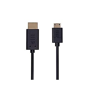 Monoprice 4K Small Diameter High Speed HDMI to Mini HDMI Passive Cable - 0.5 Feet - Black | 4K@60Hz, 18Gbps, 40AWG, HDR, for Home Theater, TV - UltraFlex Series