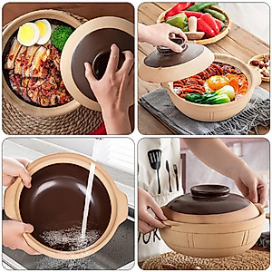 Ceramic Casserole Clay Earthenware Pot: Chinese Stew Pot Soup Pot Cooking Pot Stockpot with Lid Kitchen Cookware 1000ml