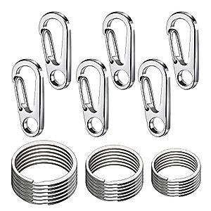 6 Sets Dog Tag Clip Key Ring Clips with 18Pcs Replaceable Dog ID Tag Rings for Collar Split Key Rings for Keychains Jewelry Making Crafts in 3 Sizes, Dog Tag Clip Ring Made of Stainless Steel