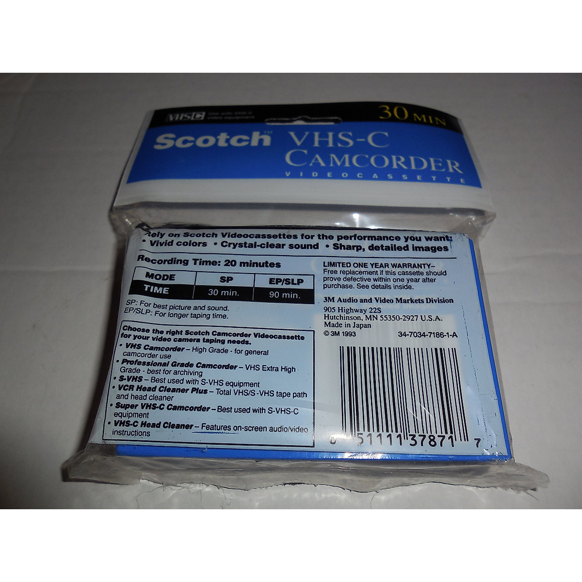 Scotch VHS-C Professional Quality TC-30 Cassette