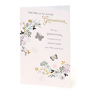 UK Greetings ‎ Godmother Birthday Card - Birthday Card for Her - Flowers and Butterflies Design