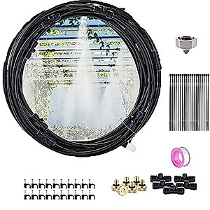 CozyCabin Misting Cooling System, 42FT(13M) Misting Line + 22 Brass Adapter(3/4”), Misters for Outside Patio, for Garden and Greenhouse Mister System