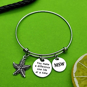Social Worker Gift Starfish Jewelry for MSW Women Graduation Gift Appreciation Gift Jewelry Starfish Bracelet Christmas Gift Thank You Gift for Volunteer