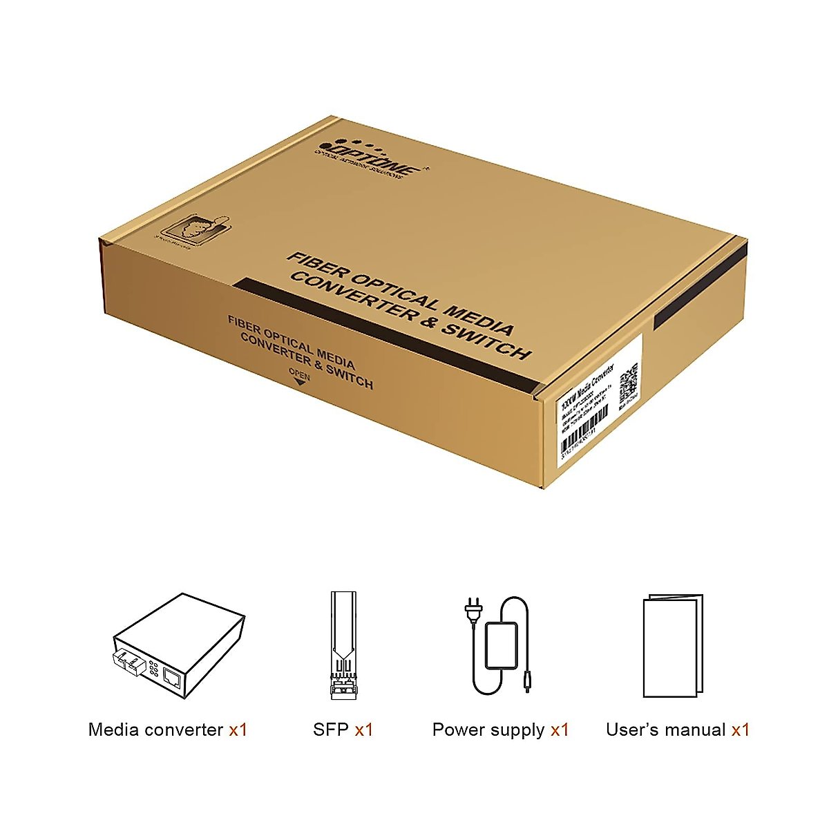 Gigabit Fiber to Ethernet Media Converter, OPTONE RJ45 Port 10/100/1000Base-Tx to 1000Base-LX Included SFP LX Transceiver SMF LC up to 20KM