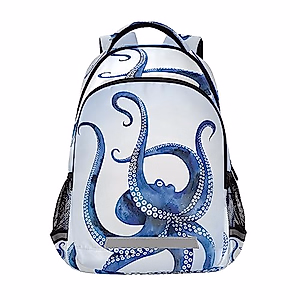 Funky Qiu Watercolor Sea Animal Octopus Backpack Durable Lightweight College School Bookbag Daypack Rucksack for Boys Girl Student