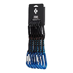 Black Diamond Hotforge Hybrid Draw Carabiner Quickpack 12cm (6 Pack), Hotforge Keylock (top) and Hotwire Wiregate (Bottom), Blue