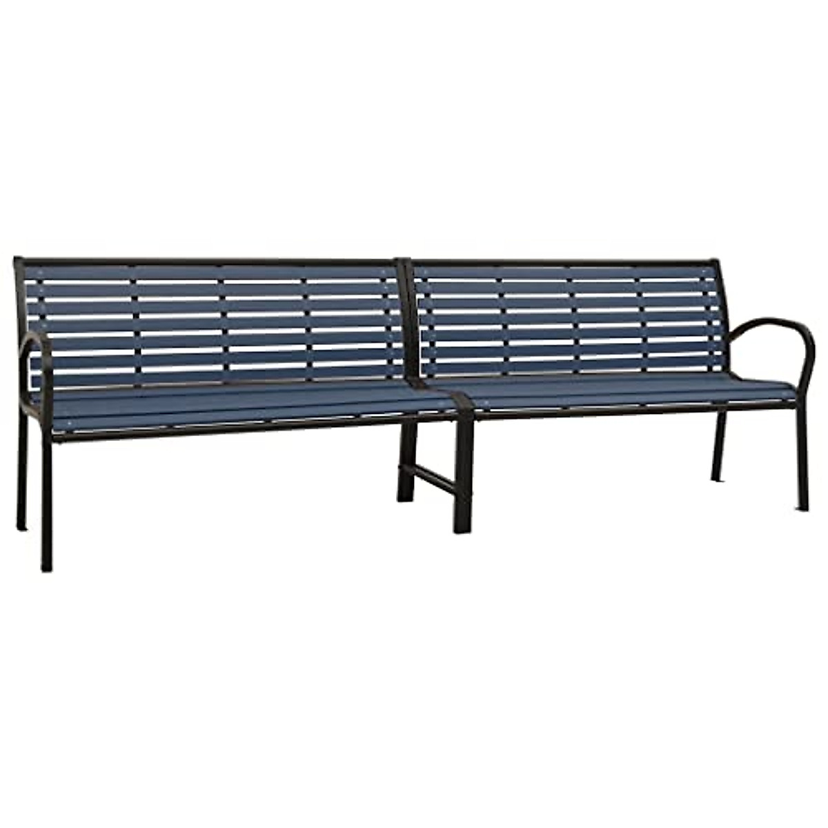 YEZIYIYFOB Outdoor Twin Patio Bench 98.8" Steel and WPC Black for Backyard Balcony Park Lawn School Playground, College