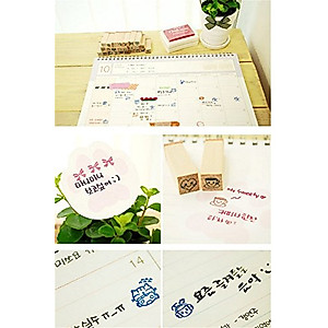 Pack of 25 Pcs Small Green Happy Life Shape Wooden Rubber Stamps with Box for DIY Craft Card and Photo Album (Green)