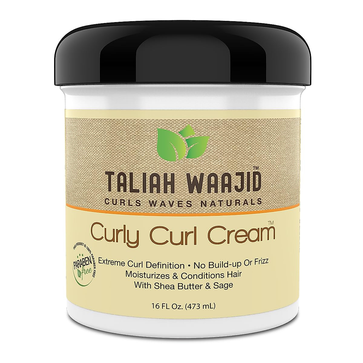 Taliah Waajid Curls Waves Natural - Curly Curl Cream | Extreme Curl Definition Hair Styling Gel | No Build-up or Frizz | 100% Paraben Free | Shea Butter & Sage - 16oz