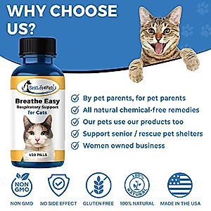 BestLife4Pets | Breathe Easy for Cat | Improve Your Cats Respiratory Systems and Breathing| Cat Antihistamine for Sneezing and Nose Congestion | 450 Pills