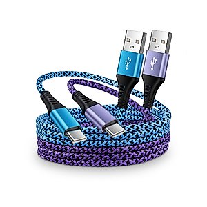AILKIN 2Pack/6ft USB C Cable, 3A USB C to USB A Fast Charger Cable for iPhone 16/16Pro/15/15Pro Max, Nylon Braided USB Type C Charger Cord Fast Charging for Samsung S25 S24Ultra S23 S22 A16 A15 Google