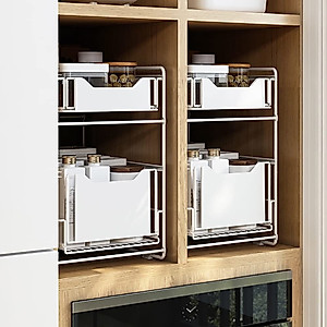 2 Pack - Simple Gear Heavy Duty 2-Tier Under Sink Cabinet Organizers with Sliding Storage Drawer, Pull Out Cabinets Organizer Shelf for Kitchen Bathroom Cabinet or Pantry (Black-2 Pack)