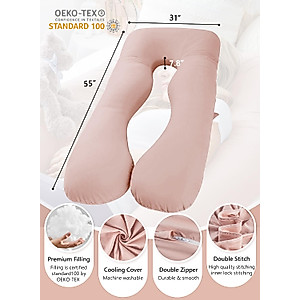 Meiz Cooling Pregnancy Pillows for Sleeping, Maternity Body Pillow for Pregnant Woman, U Shaped, with Cooling Jersey Cover