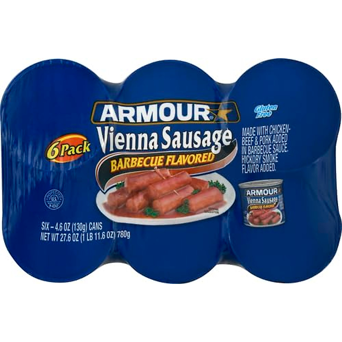 Armour Star Vienna Sausage, Barbecue Flavored, Canned Sausage, 4.6 oz (Pack of 6)