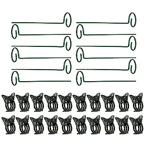 Sosoport Garden Trellis Set with Metal Plant Stakes and Plastic Clips Vine Plant Support Trellis Green Plant Climbing Rack for Amaryllis Orchid Lily Rose Peony Tomatoes Gladiolus