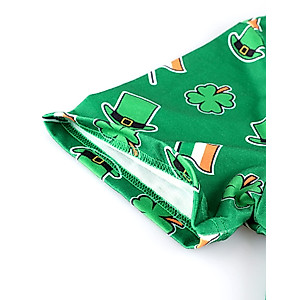 Men's Saint Patricks Day Polo Shirt Irish Shamrock Four Leaf Lucky Clover Short Sleeve Golf Top, Dark Green, Medium