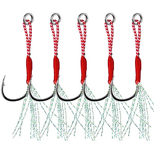 Assist Hooks Saltwater for Jigging,35pcs Micro Jigging Assist Hooks Slow Pitch Jigs Single Assist Fishing Hooks Dancing Stinger Jigging Hooks for Vertical Jigging Lures