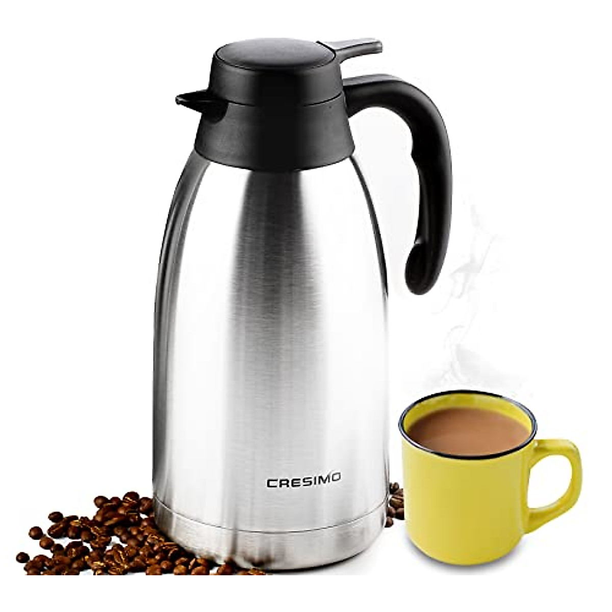 68Oz Thermal Coffee Carafe - Insulated Stainless Steel Double Walled Vacuum Flask - Coffee Carafes For Keeping Hot Coffee & Tea For 12 Hours - Cresimo Coffee Dispenser