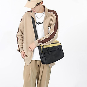 El-fmly Messenger Bag for Men Women, Multi-pocket Crossbody Shoulder Bag for Daily Use, Outdoor, Sports, Travel (Kaki)