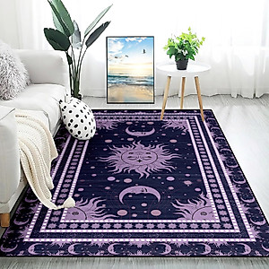 Jiospet Celestial Rug for Bedroom - Moon Phase Area Rug Sun and Moon Rugs for Room Sun Purple Rug Celestial Home Decor Rug, 2.5x4 Feet