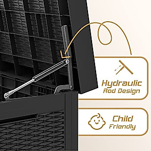 Greesum 100 Gallon Resin Deck Box Large Outdoor Storage for Patio Furniture, Garden Tools, Pool Supplies, Weatherproof and UV Resistant, Lockable, Dark Black