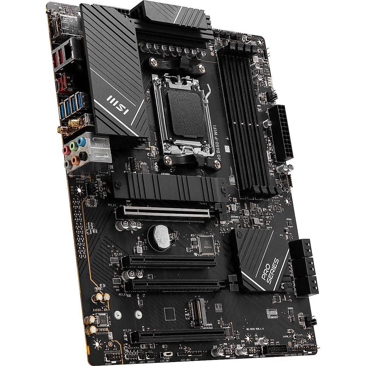 MSI PRO B650-P WiFi ProSeries Motherboard (AMD AM5, ATX, DDR5, PCIe 4.0, M.2, SATA 6Gb/s, USB 3.2 Gen 2, HDMI/DP, Wi-Fi 6E, AMD Ryzen 7000 Series Desktop Processors)