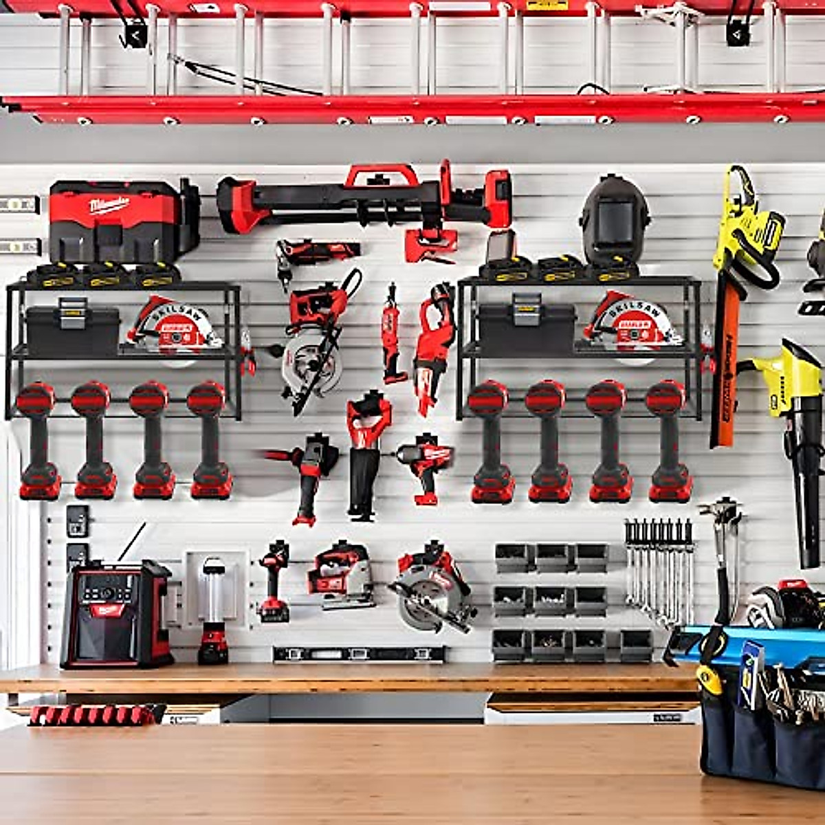 Dosker Tool Organizer Fathers Day Gifts Wall Shelf Mounted Garage Storage Rack 3 Layers Heavy Duty Metal Drill Holder Utility Storage Rack Garage, Workshop and Warehouse for Men Dad Gifts 1PC