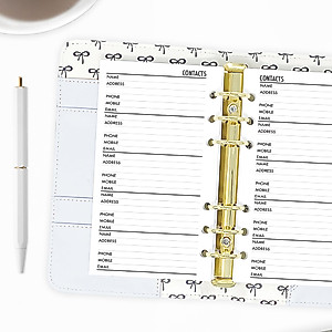 Personal size Contacts Address Book Planner Insert Refill, 3.74 x 6.73 inches, Pre-Punched for 6-Rings to Fit Filofax, LV MM, Kikki K and Other Binders, Choose Quantity