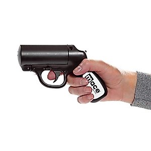 Mace Brand Pepper Spray Gun with Strobe LED (Matte Black) — 20’ Powerful Pepper Spray, Leaves UV Dye on Skin, Integrated LED Light Enhances Aim — Mace Self Defense Spray for Women/Men, Made in the USA