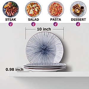 Y YHY 10“ Ceramic Plates, Porcelain Dinner Plates Set of 4 for Salad, Pasta, Appetizer, Dessert - 4 Pattern for Thanksgiving & Christmas, Dishwasher & Microwave Safe