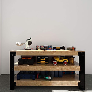 FLEXIMOUNTS Universal Steel Work Bench Leg Kit, Garage Storage Shelving Frame Workbench Customizable in Sizes and Colors, Maximum 96" Length, 48" Width, 35.4" Height, Black,Lumber Not Included