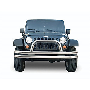 Rampage Double Tube Front Bumper with Hoop | Stainless Steel | 8420 | Fits 1976 - 2006 Jeep CJ, Wrangler YJ & TJ