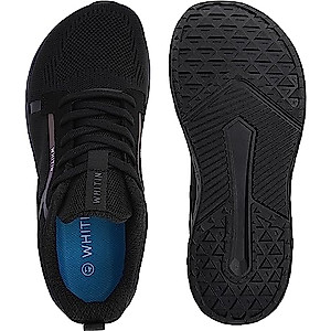 WHITIN Men's Wide Width Toe Box Running Shoes Zero Drop Size 11 11.5 Athletics Tennis Breathable Lightweight Rubber Non Slip Cushioned Black 45
