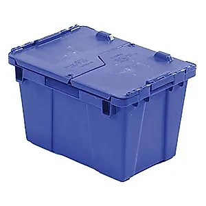 Attached Lid Container,0.6 cu. ft,Blue