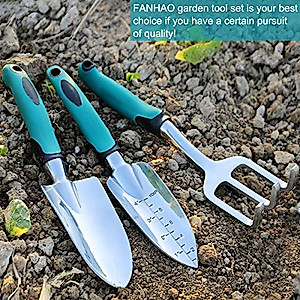 FANHAO Garden Tools Set, 3 Piece Heavy Duty Gardening Tools Cast Aluminum with Soft Rubberized Non-Slip Handle, Durable Garden Hand Tools Garden Gifts for Men Women