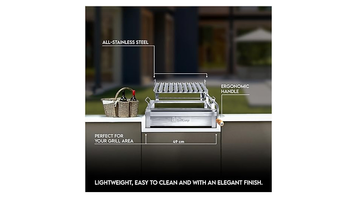 Grillcorp Stainless Steel Grill: Portable Lift System BBQ
