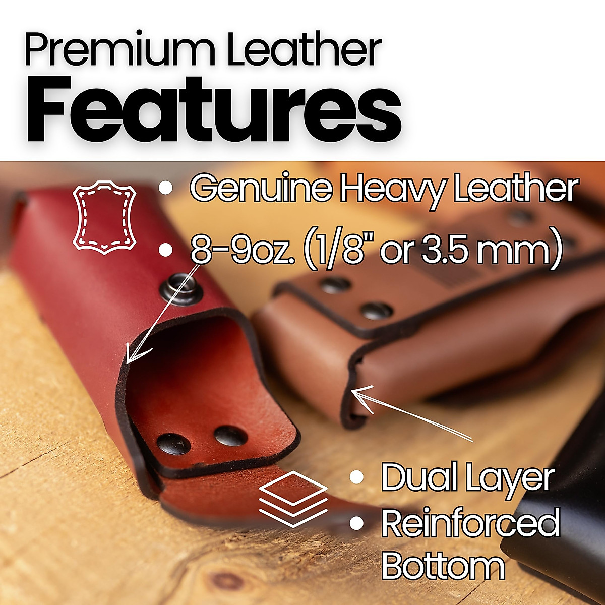 Heavy Duty Leather Multitool Sheath – EDC Belt Holster for Leatherman Surge, Wave+ – Fits Gerber, SOG, Victorinox – Secure Multitool Pouch – Compact, Tactical Everyday Carry Gear – Made in USA