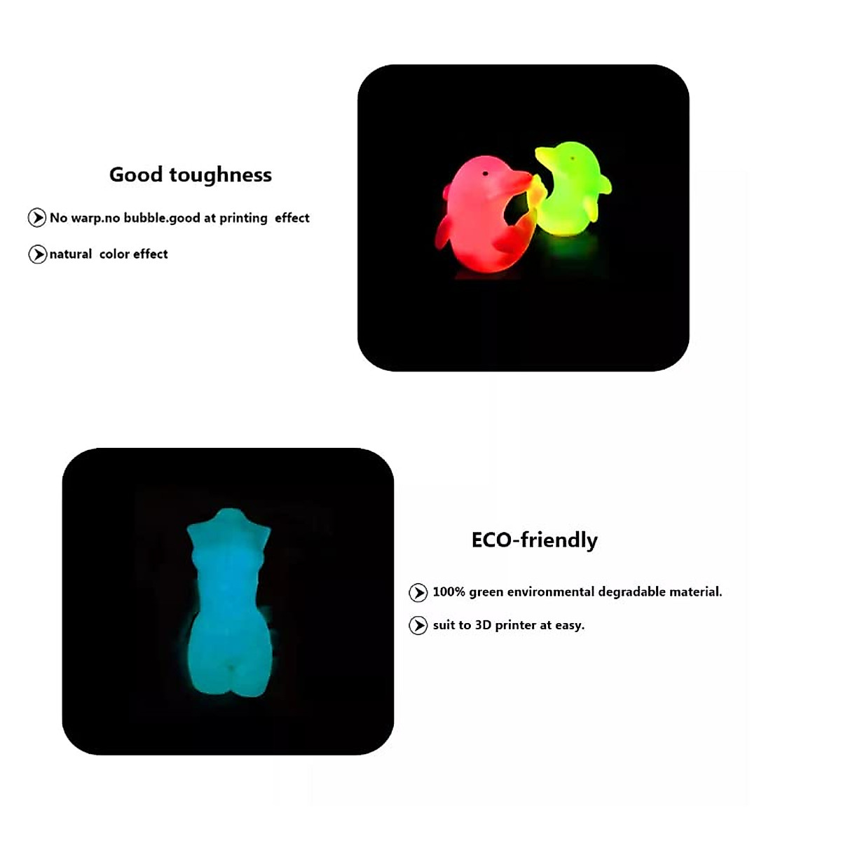 Glow in The Dark Blue PLA Filament, Luminous PLA, Long Time Light,Diameter 1.75mm,N.W. 1kg(2.2 lbs), Fit Most FDM 3D Printer