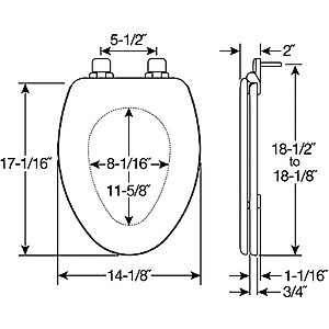 J&V TEXTILES Round Toilet Seat W/ Easy Clean & Change Hinge (Gray)