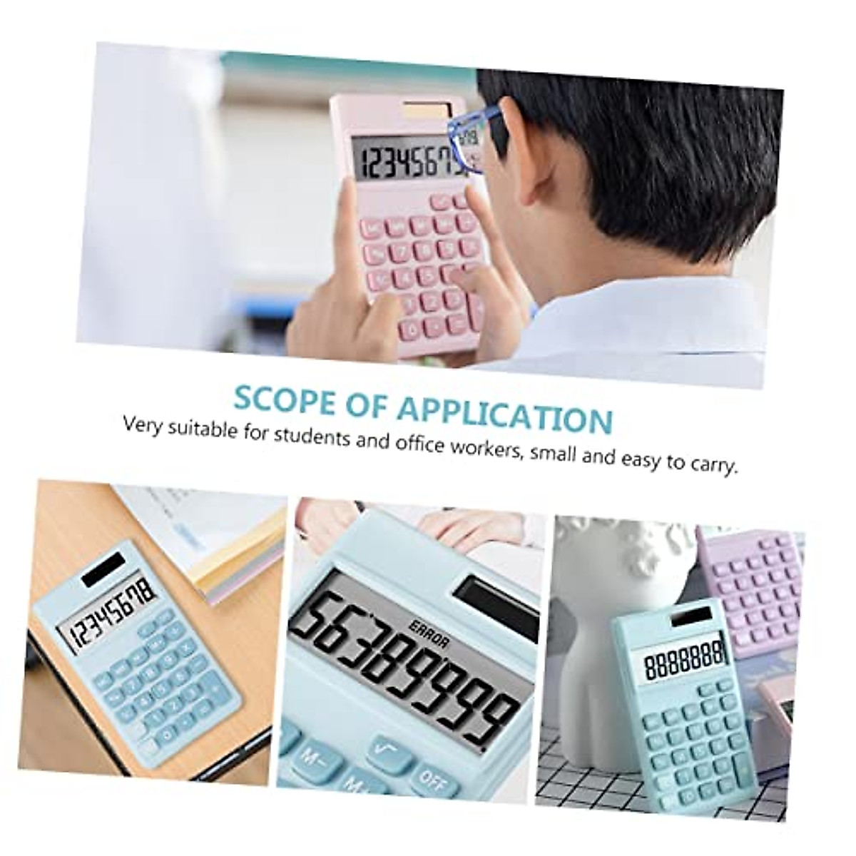 NUOBESTY Pocket LCD Adorable Stationery Financial Business Hand Accounting for College Held Calculators Desktop Office Basic Working Students Digital Student Calculator High