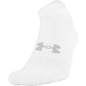 Under Armour Adult Training Cotton No Show Socks, Multipairs , White (3-Pairs) , Large