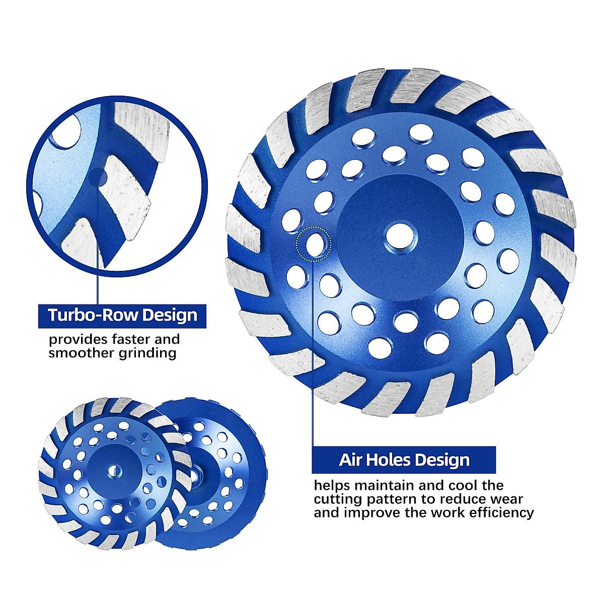 SALI 7 Inch Concrete Grinding Wheels 20 Turbo Diamond Segments 5/8-11 Arbor Diamond Grinding Wheel Fit for Paint, Epoxy, Mastic, Coating Removal