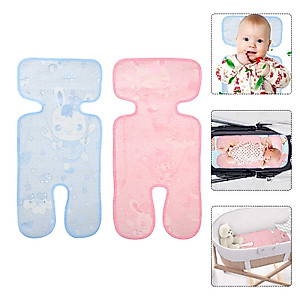 FAVOMOTO 2pcs Baby Stroller Liner Seat Pad Summer Cooling Mat Cushion for Stroller Car Seat High Chair Pushchair Infant Carriage Cushion Washable