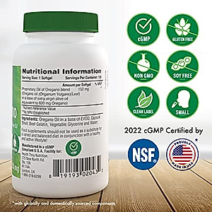 Health Thru Nutrition Oil of Oregano 120 Mini-Softgels | Wild Harvested | European 40:1 Origanum Vulgare Equivalent to 600mg Oregano in Extra Virgin Olive Oil | Non-GMO Gluten Free (Pack of 120)